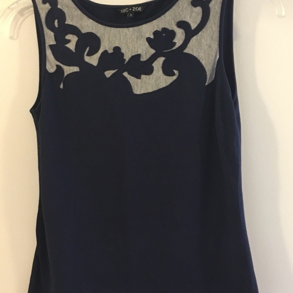 NIC+ZOE | Tops | Cute Navy Blue Top With Navy Cut Outs At The Neck ...